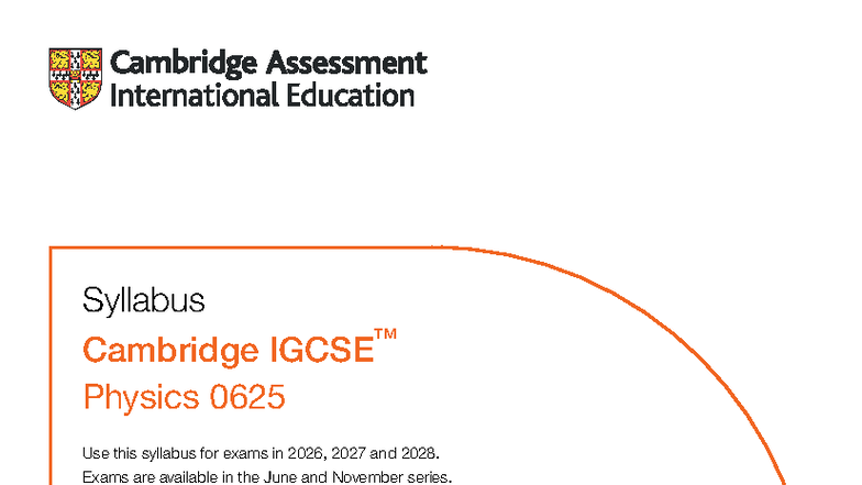 Cambridge IGCSE Physics 0625 Syllabus Overview for 2026-2028 - Studocu