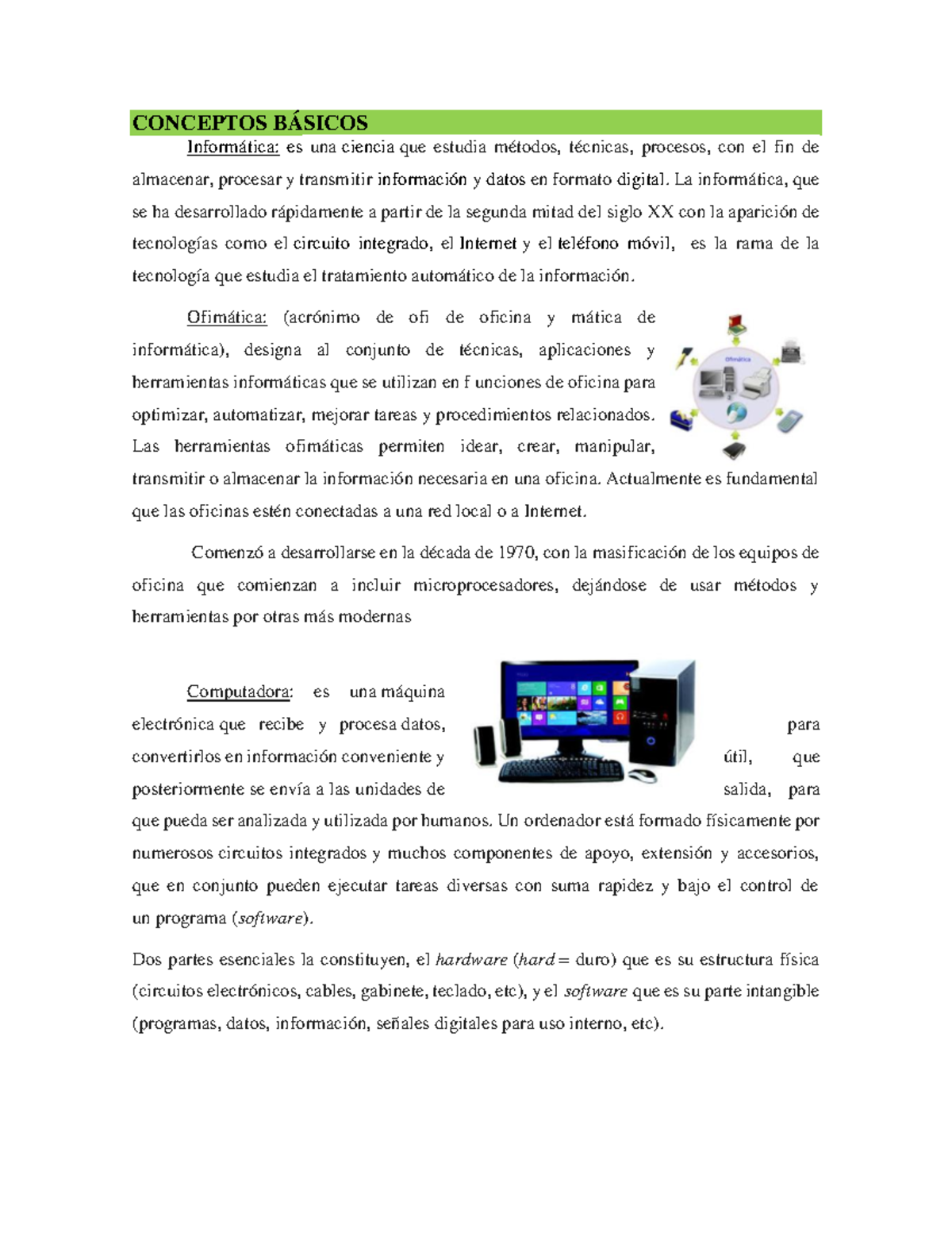 Conceptos Básicos de Ofimática e Informática en el Siglo XXI - Studocu