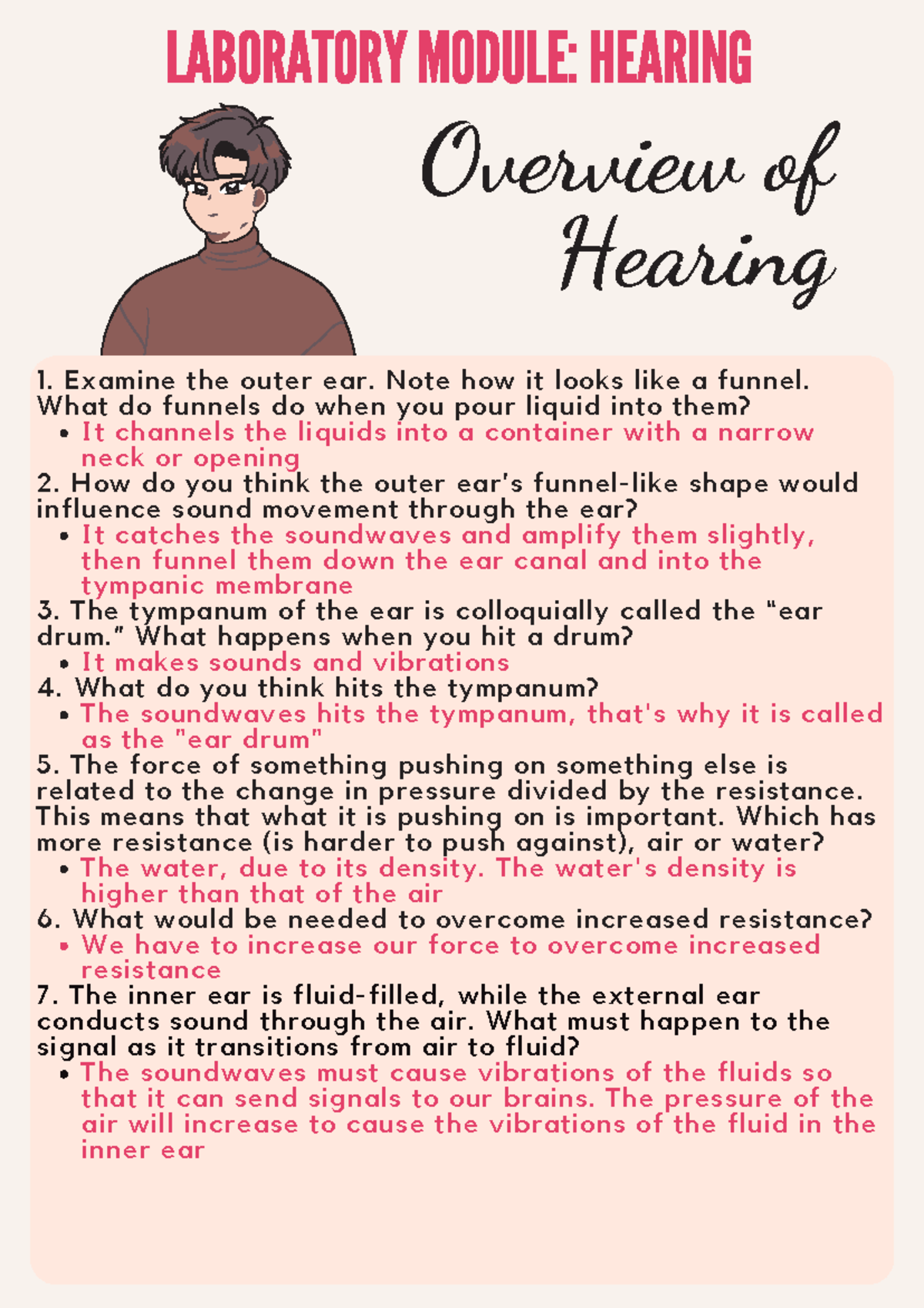 LAB MODULE: HEARING Overview and Functions of the Ear - Studocu