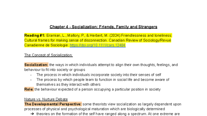 Chapter 4 - Socialization: Friends, Family, and Strangers Insights ...