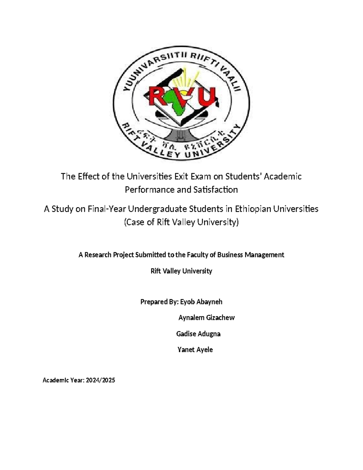The Impact of the University Exit Exam on Student Performance and ...
