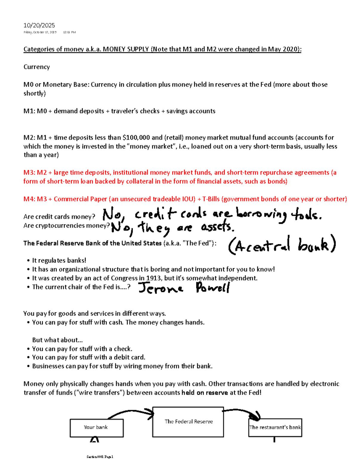 Lecture on Money Supply and Federal Reserve Functions - Studocu