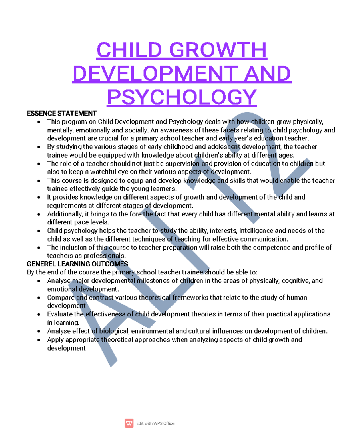 Child Growth and Development Psychology: Essence Statement and Overview ...