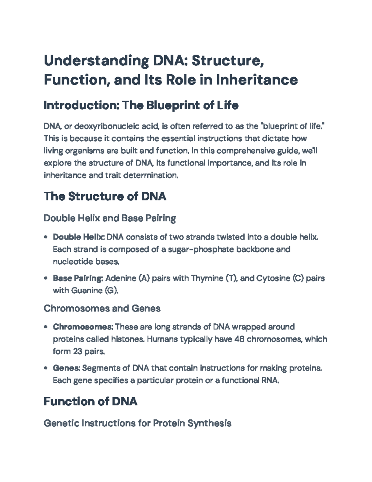 Understanding Dna Structure Function And Inheritance Understanding