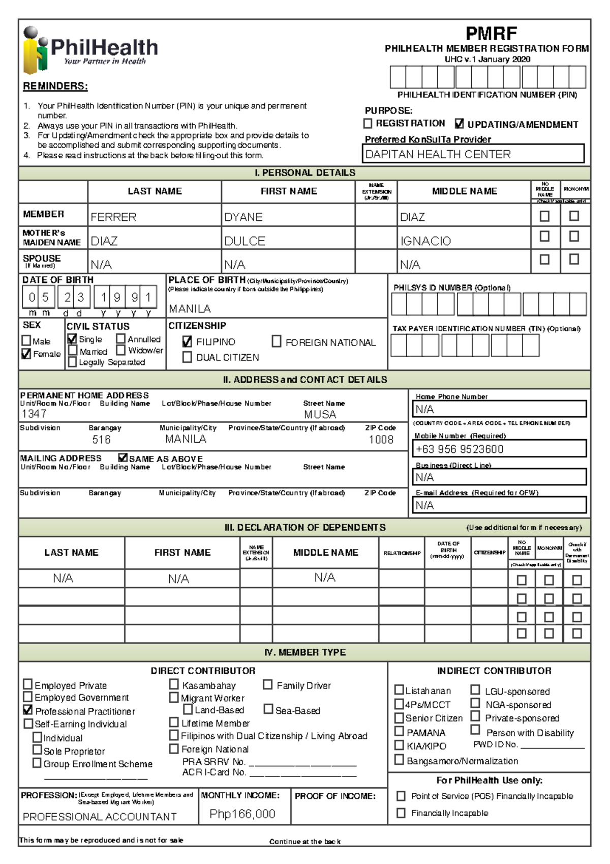 PMRF 012020 - PhilHealth Requirements for Pre-Employment Registration ...
