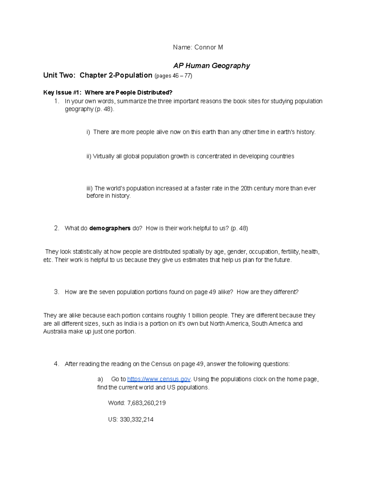 AP Human Geography Unit 2 Chapter 2 Guided Notes - Population Insights ...