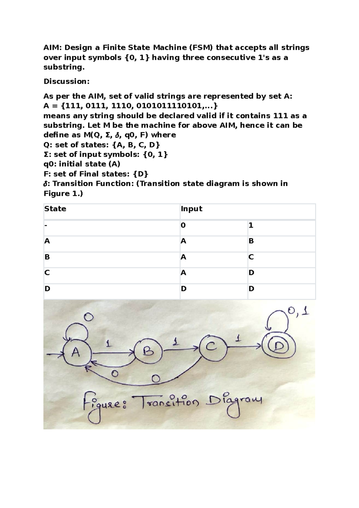 AIM: FSM Design for Strings with Three Consecutive Symbols - Studocu