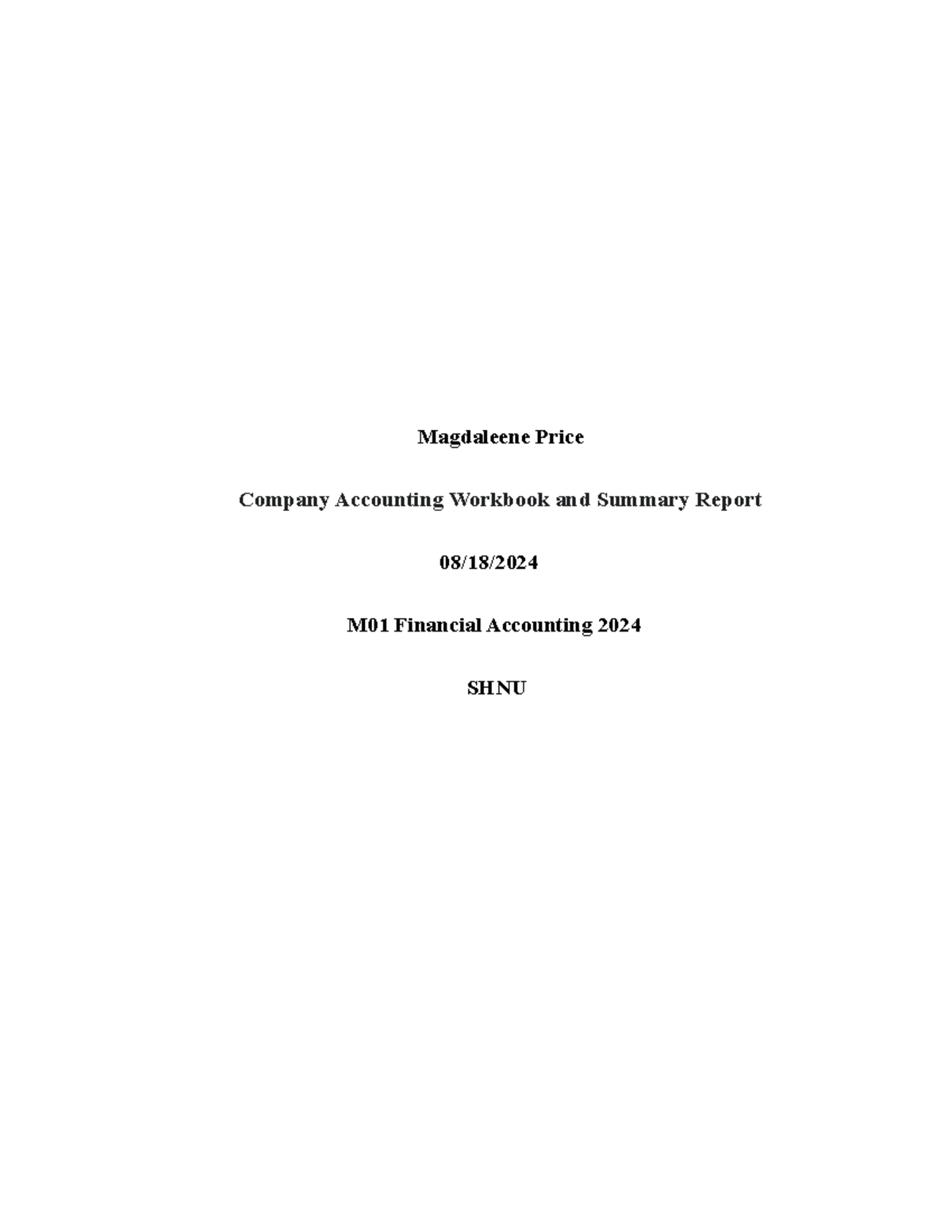 Final Project M01: Accounting Workbook & Summary Report 2024 - Studocu