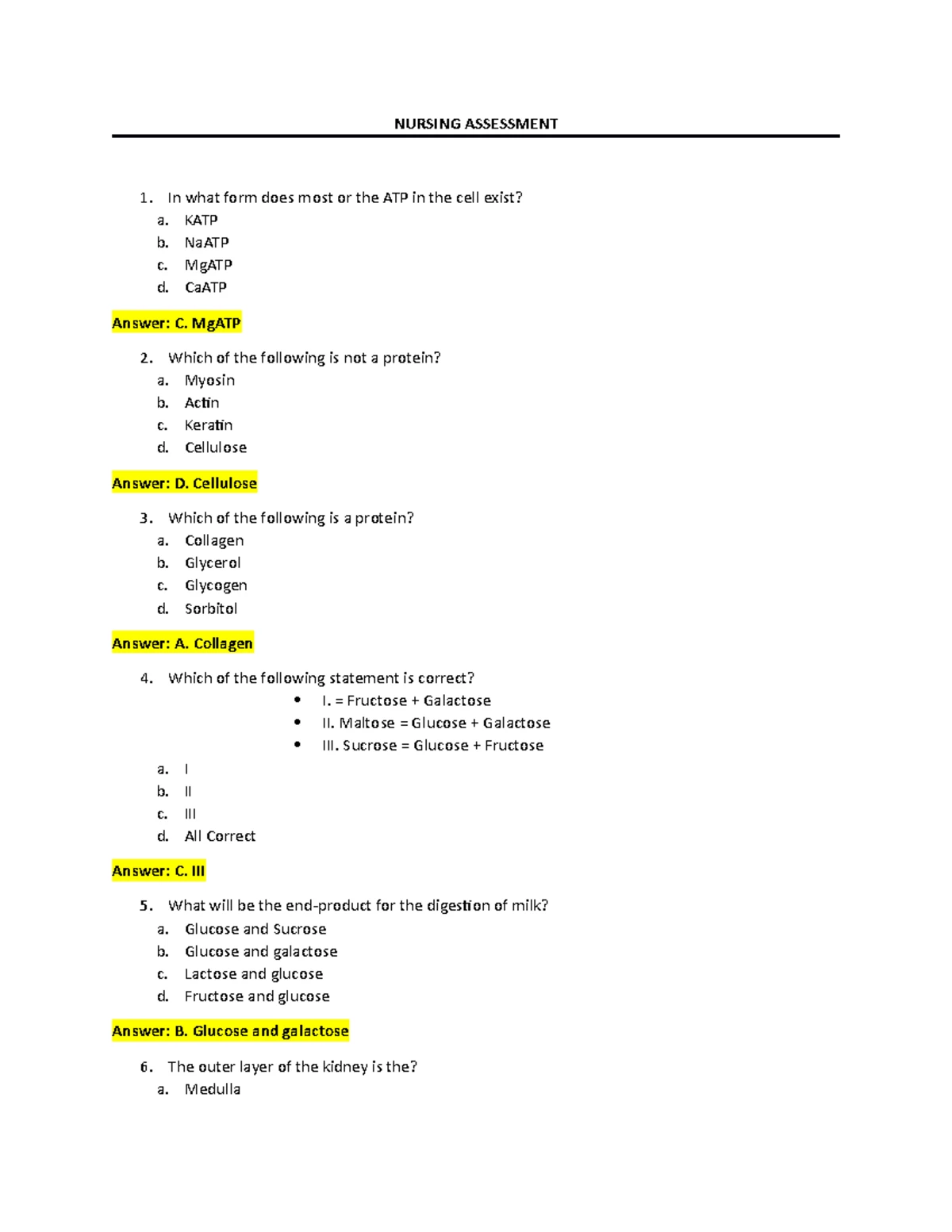 Nursing Entrance Exam Assessment Question and Answer and Reviewer ...