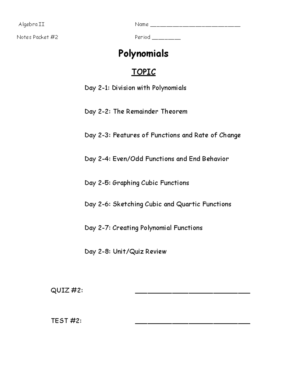 Unit 2 Notes 24-25 pdf - asdfghjkloiuytrewq - Algebra II Name