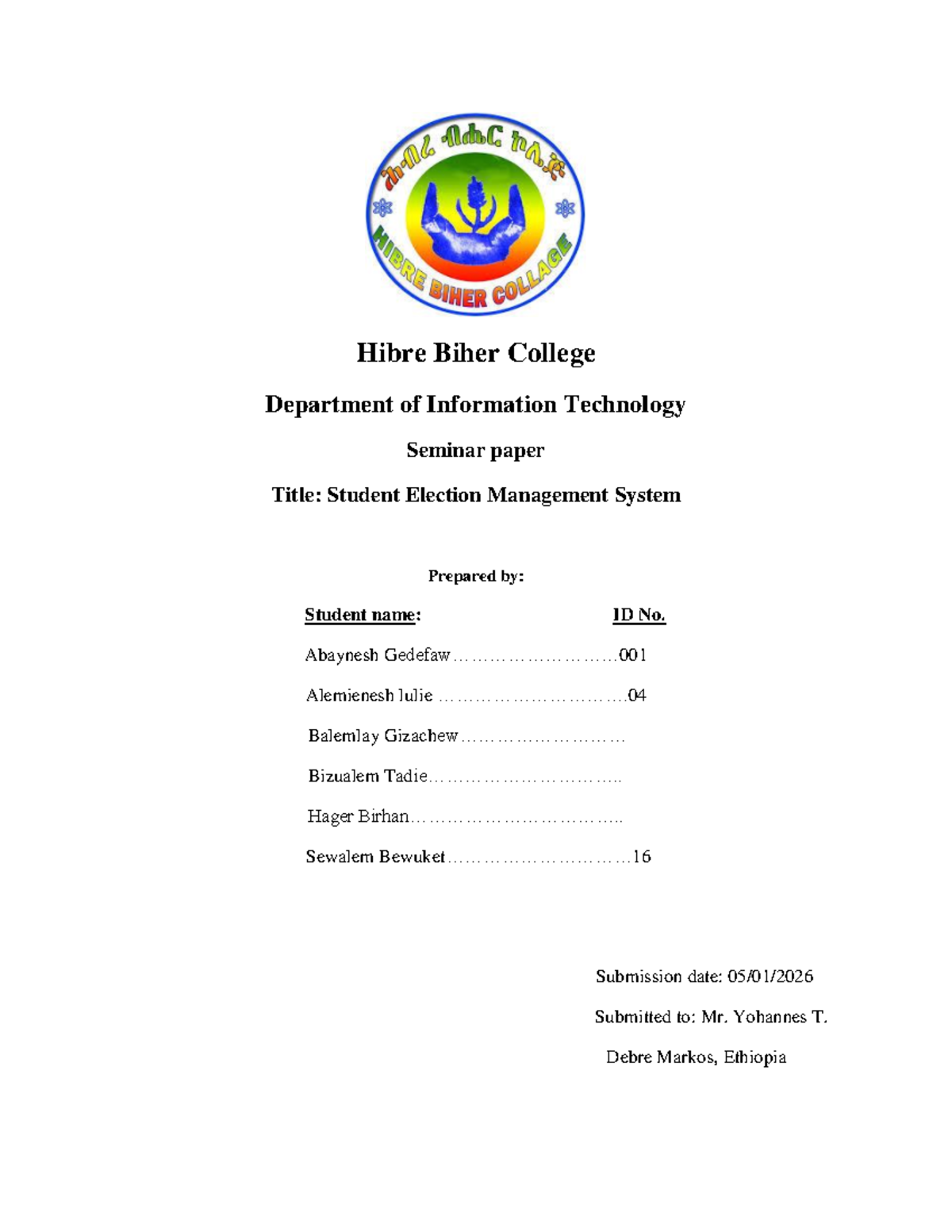 Student Election Management System Seminar Paper 333 - Studocu
