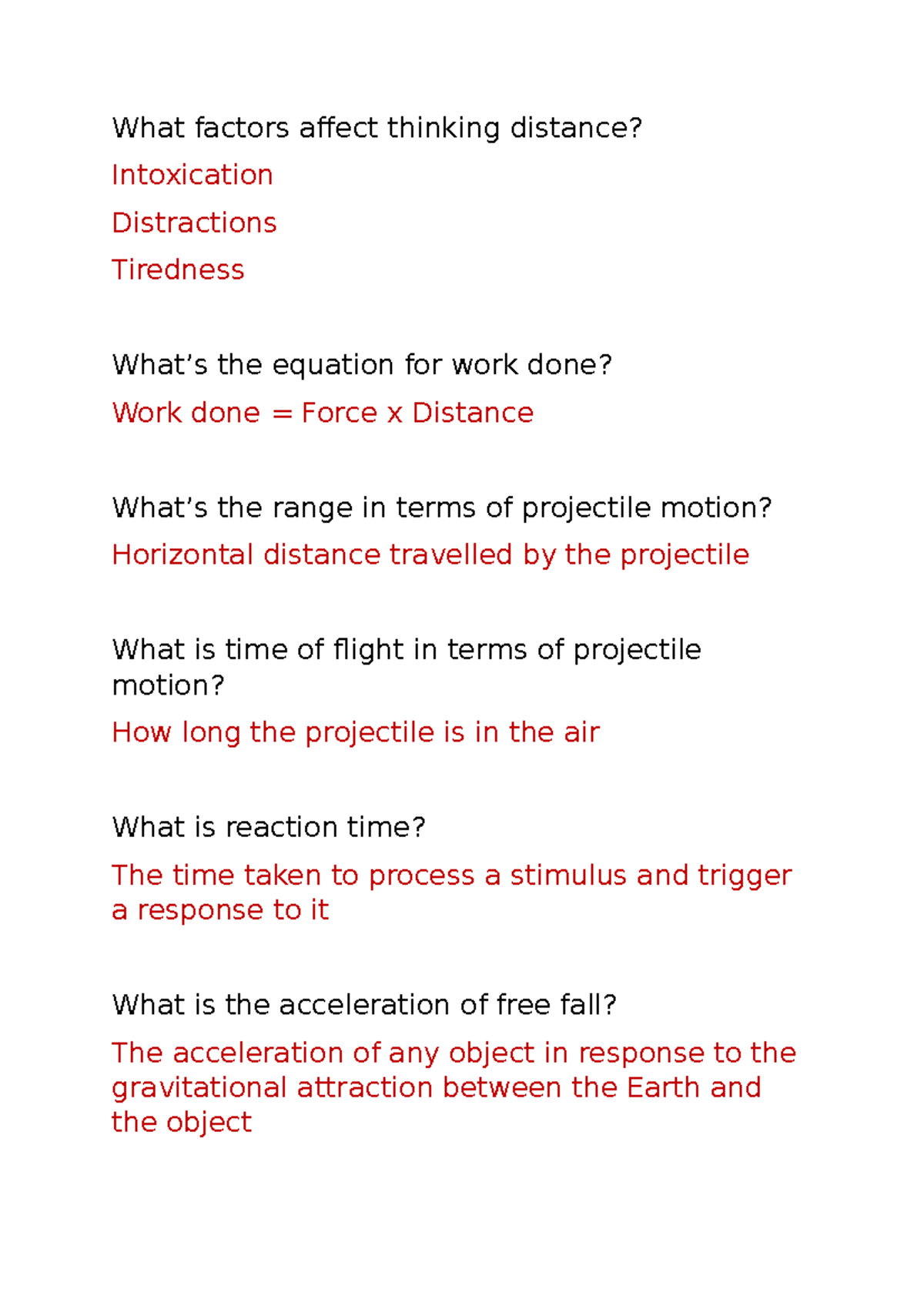 A - really fog - What factors affect thinking distance? Intoxication ...