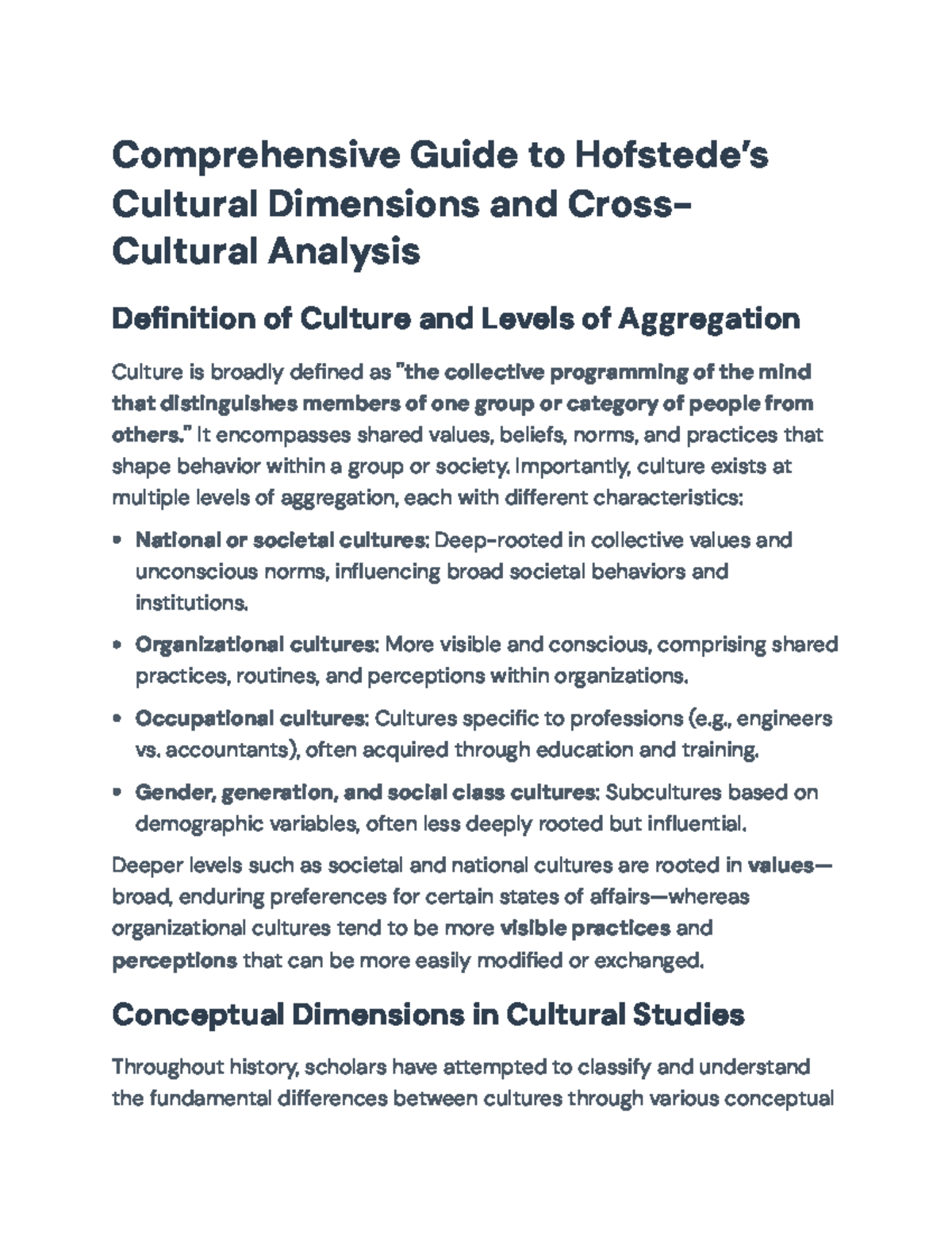 Comprehensive Analysis of Hofstede's Cultural Dimensions Framework ...
