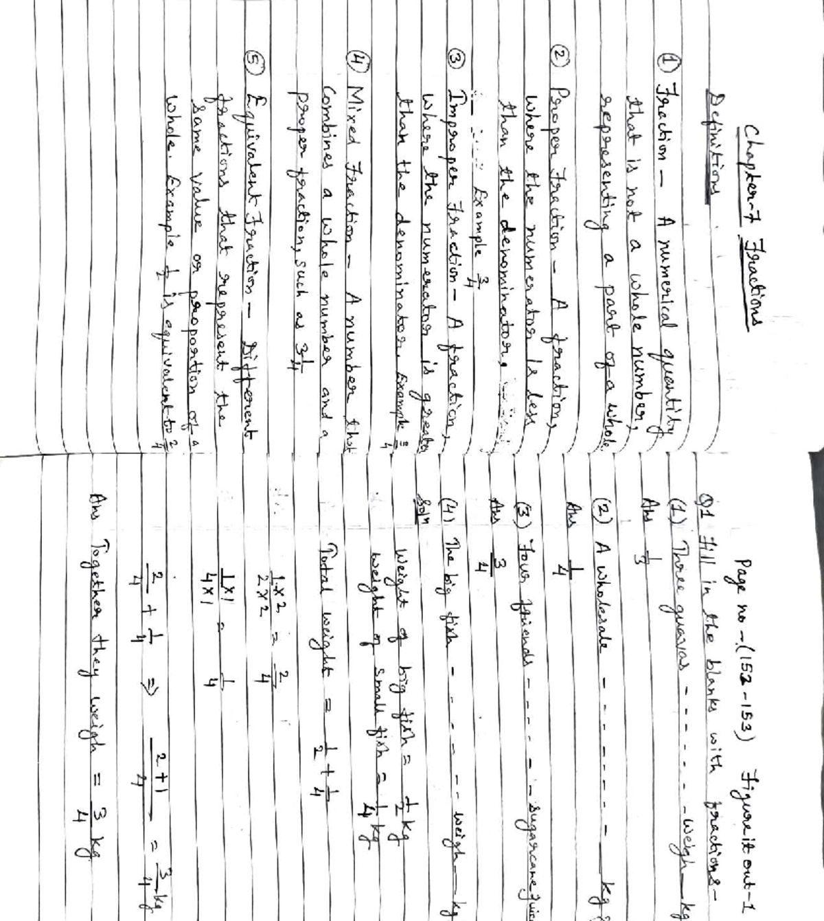 Chapter 7 Fractions - Definitions and Examples - Studocu