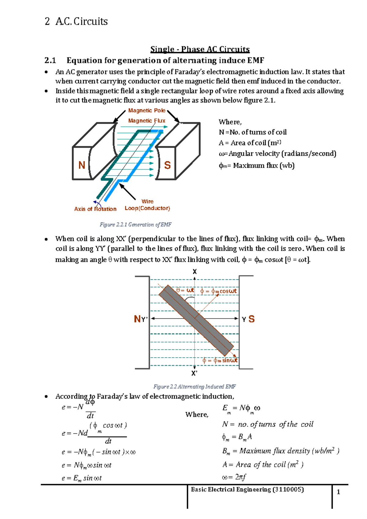 E-Notes Basic Electrical Engineering PDF Unit-2 - m Single - Phase AC ...