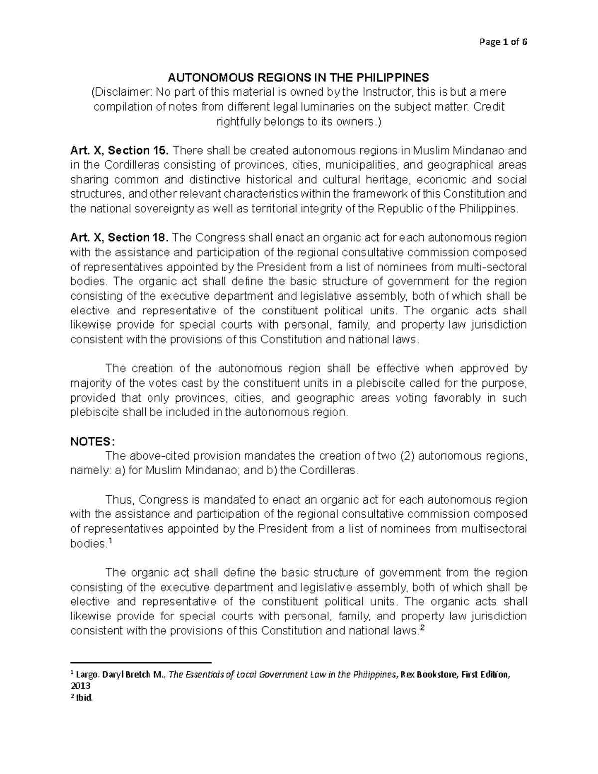 LAWS ON LOCAL GOVERNMENT CODE: Detailed Notes and Analysis - Studocu