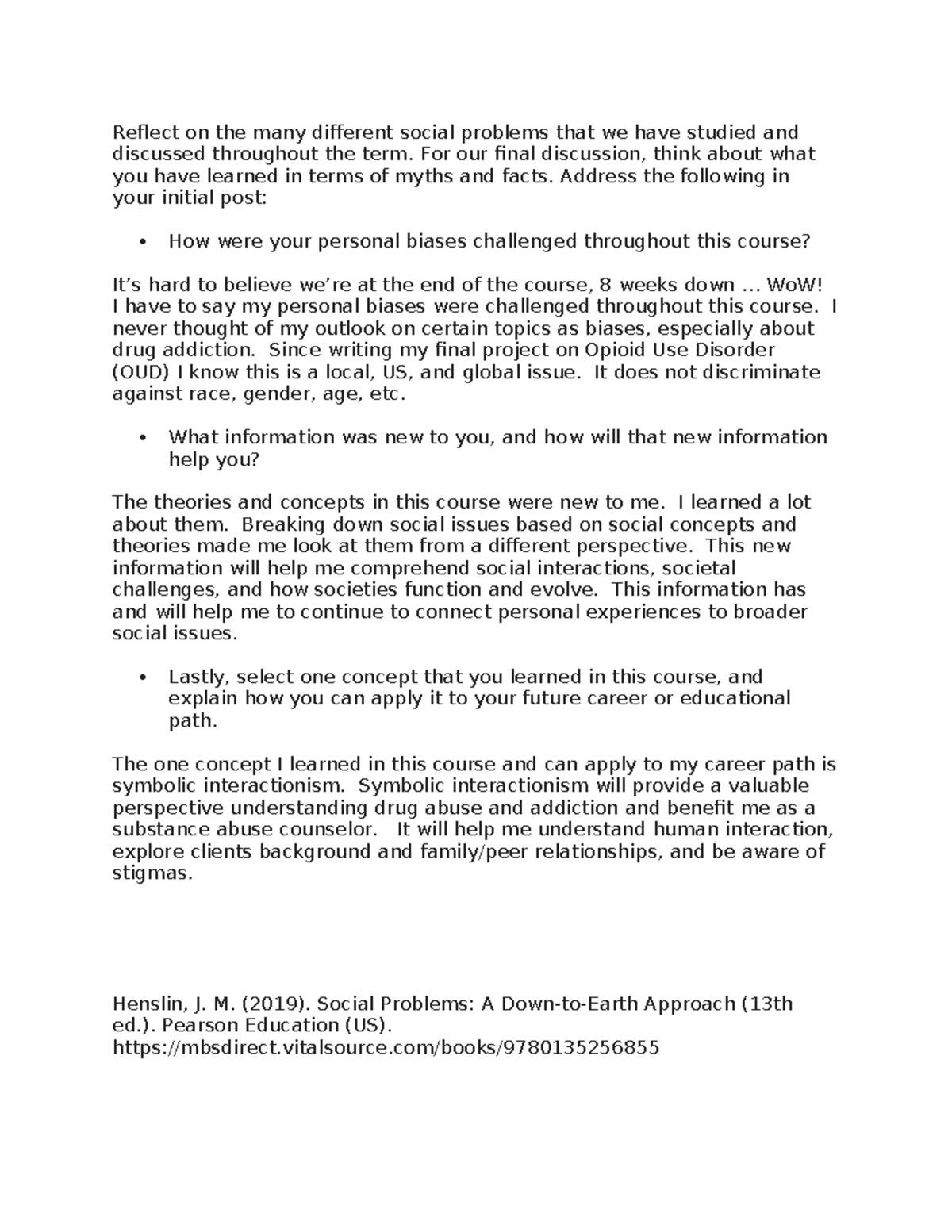 soc213 Discussion 8: Final Reflection on Social Problems and Insights ...