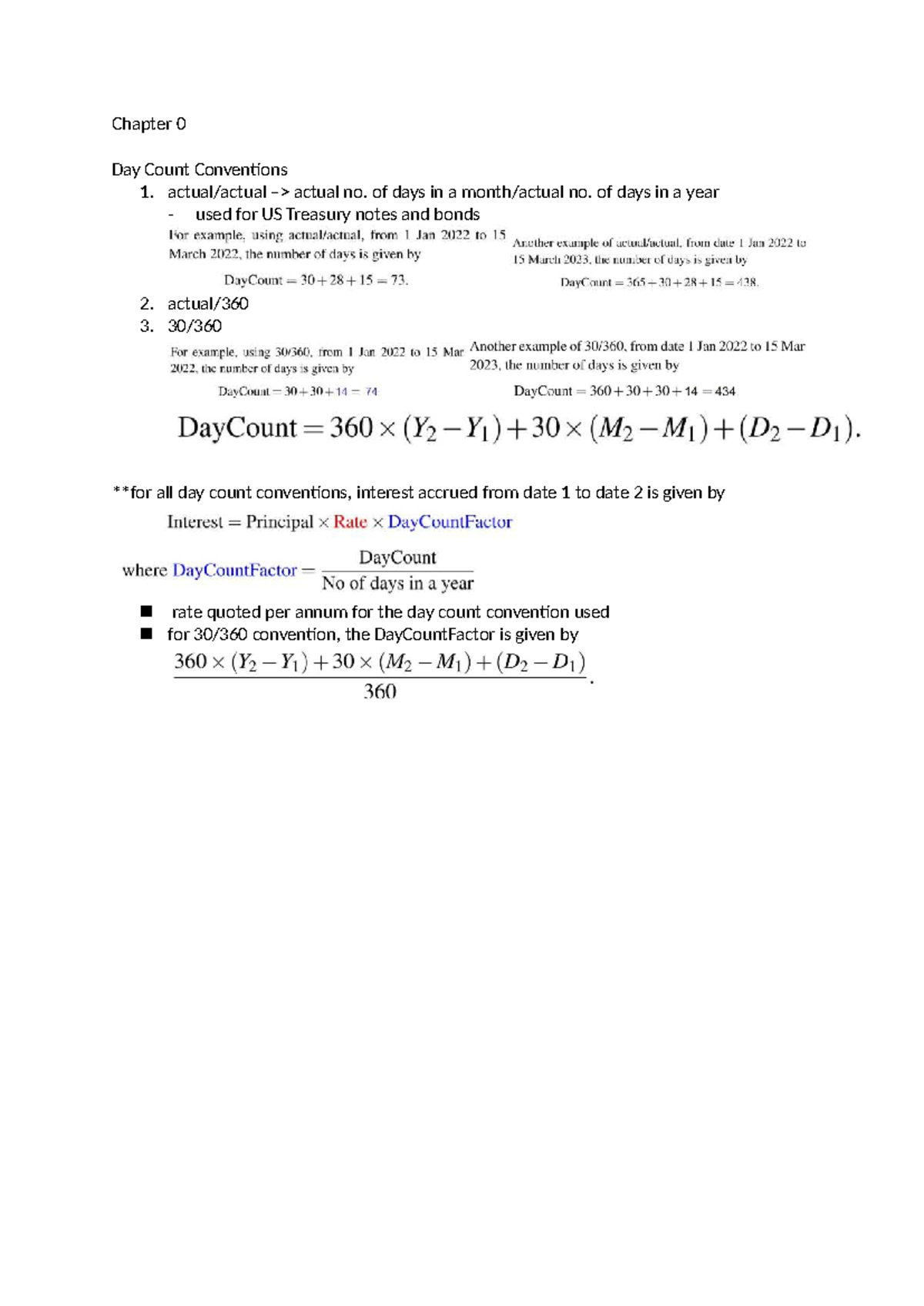 QF3101 Chapter Notes: Day Count Conventions & Forward Pricing - Studocu