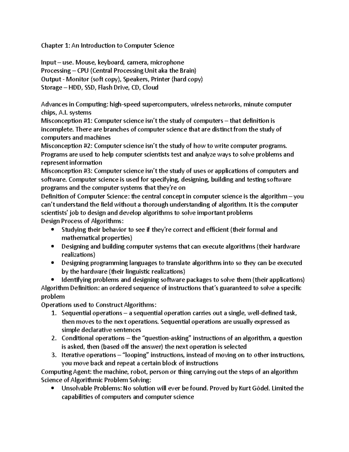 Invitation to Computer Science Chapter 2 Notes - Chapter 2 Notes ...