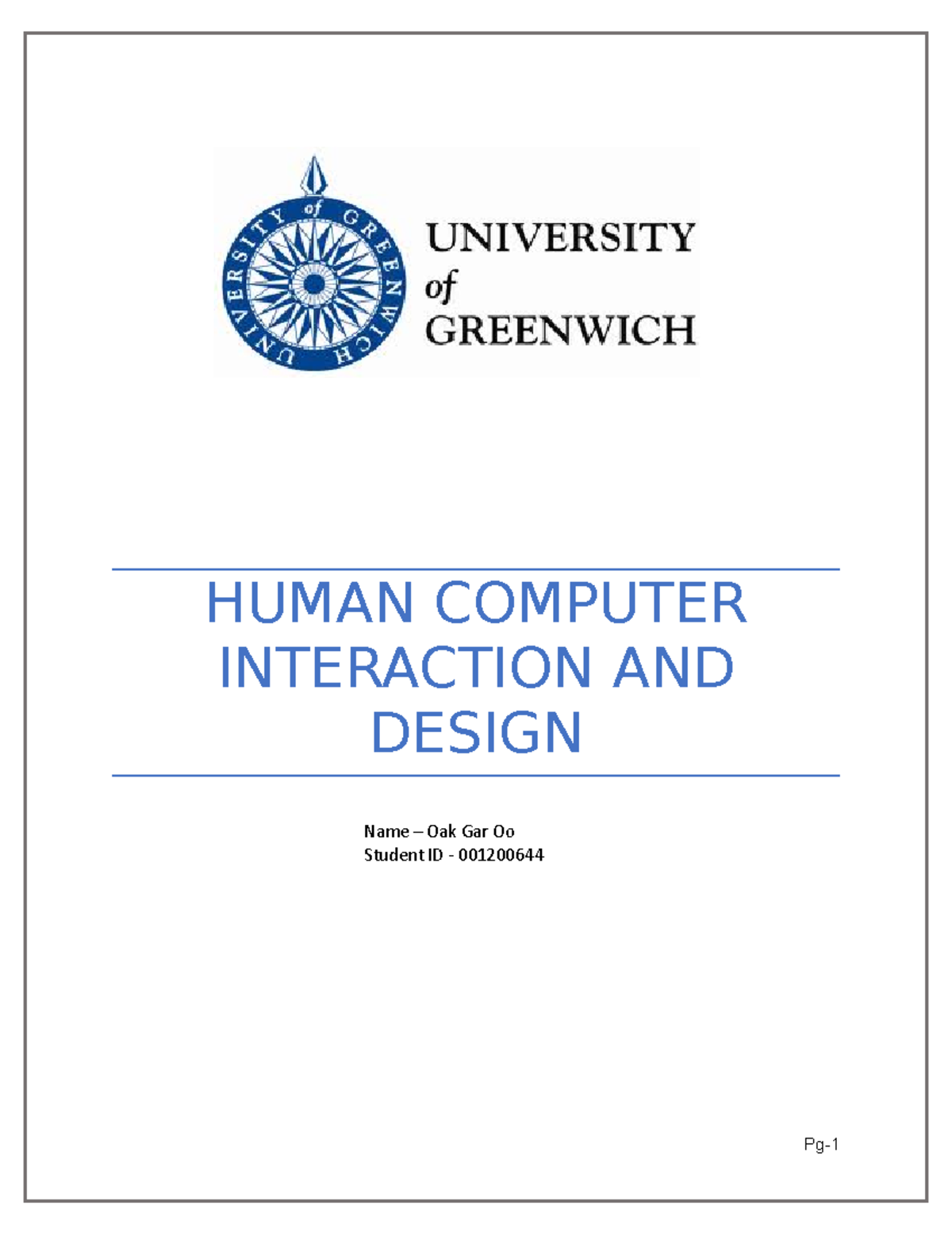 COMP-1649 Human-Computer Interaction: Course Work Prototype Design - Studocu