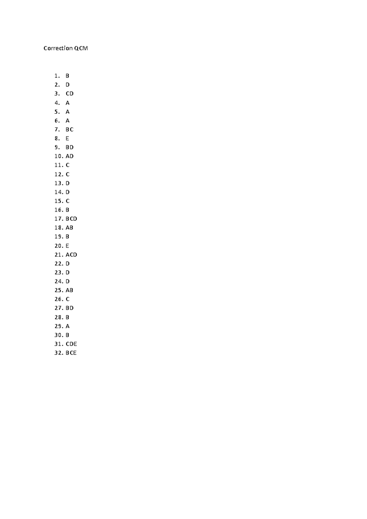 Correction QCM Type - Biomecanique - Correction QCM 1. B 2. D 3. CD 4 ...