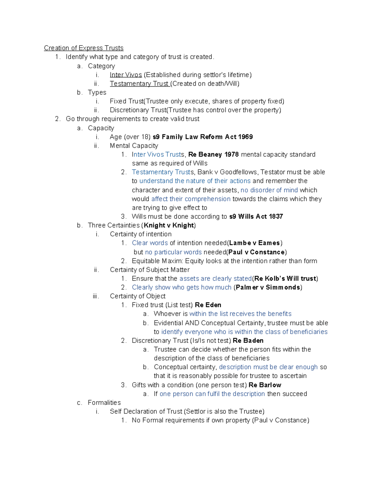 Equity Essay Plan: Trusts and Charities Analysis - Studocu