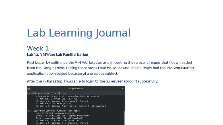 Lab Learning Journal 1: VMWare & System Management Techniques - Studocu