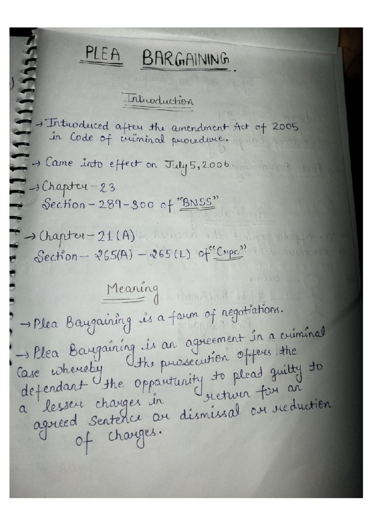 CHK 7: Comprehensive Notes on Plea Bargaining and Its Types - Studocu