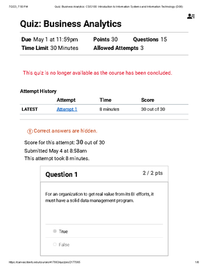 Quiz SQL Database - Quiz: SQL Database Question 1 2 / 2 pts For the ...