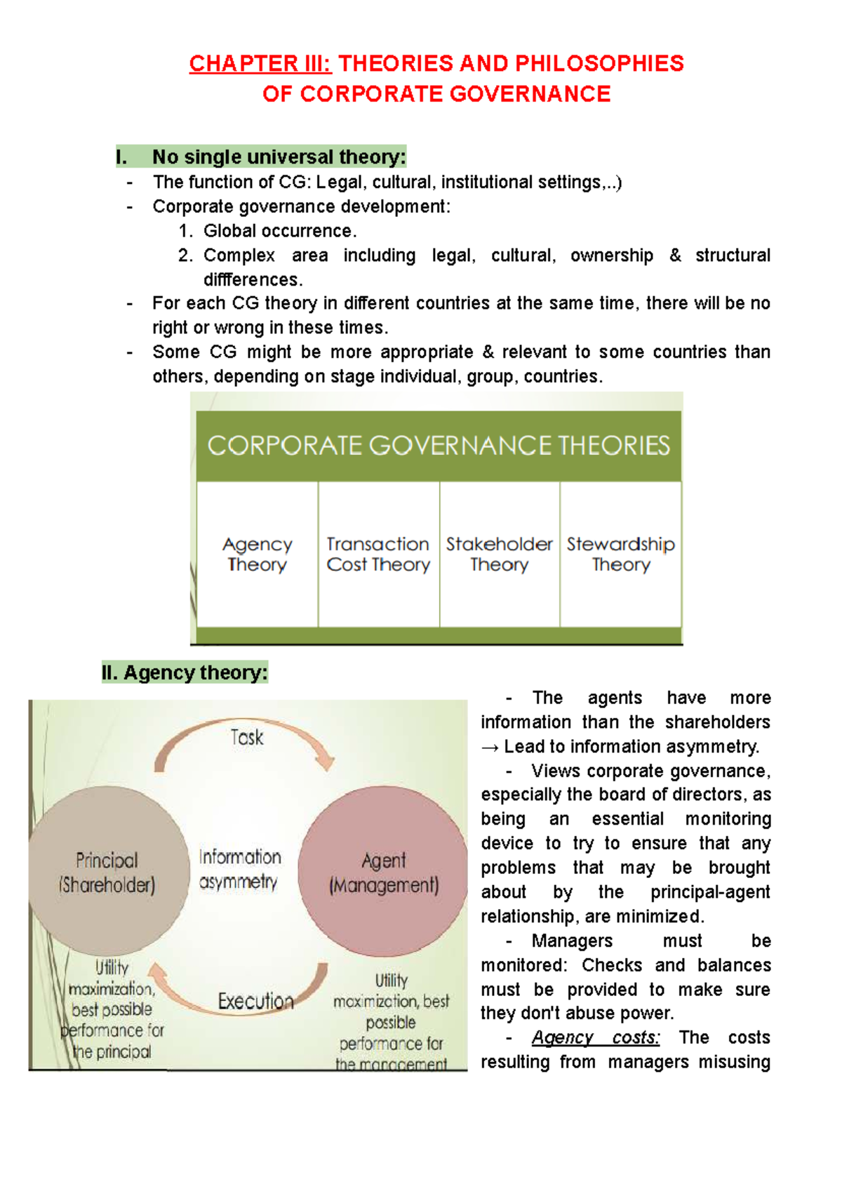 CG Midterm Chapter 3: Theories & Philosophies of Corporate Governance ...