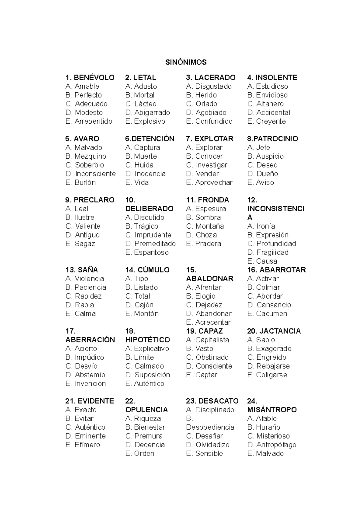 SINÓNIMOS Y ANTÓNIMOS: Vocabulario Esencial para el Aprendizaje - Studocu