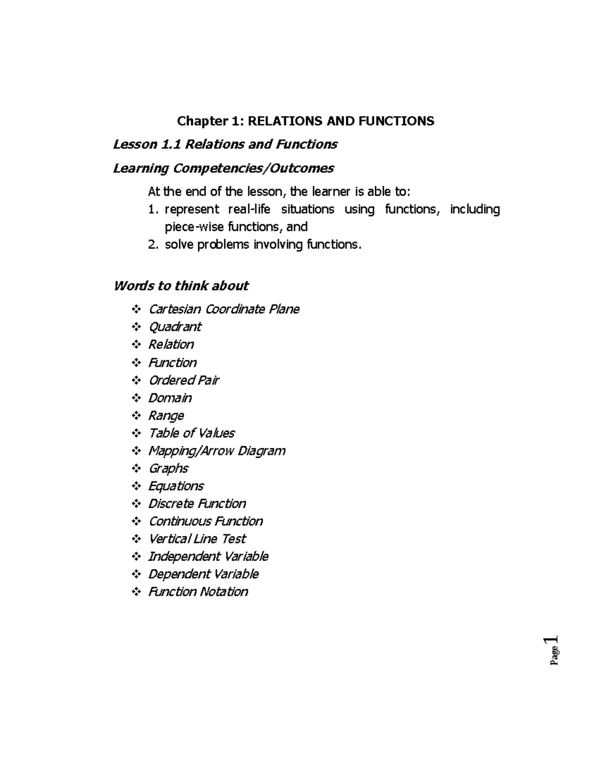 Chapter 1: Relations and Functions - General Math Module Notes - Studocu