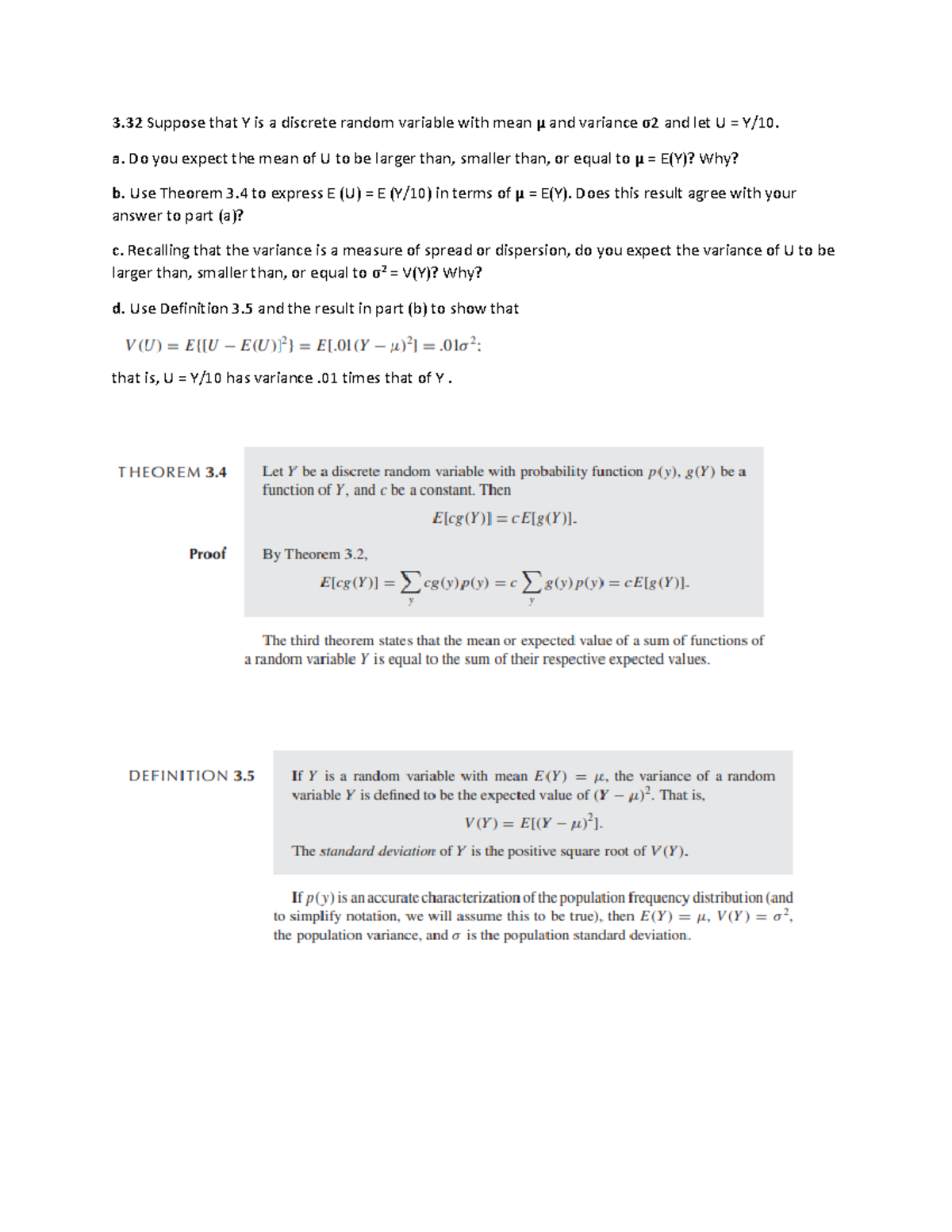 Chapter 3-Exercise 3 - THE EXPECTED VALUE OF A RANDOM VARIABLE OR A FUNCTION OF A RANDOM ...