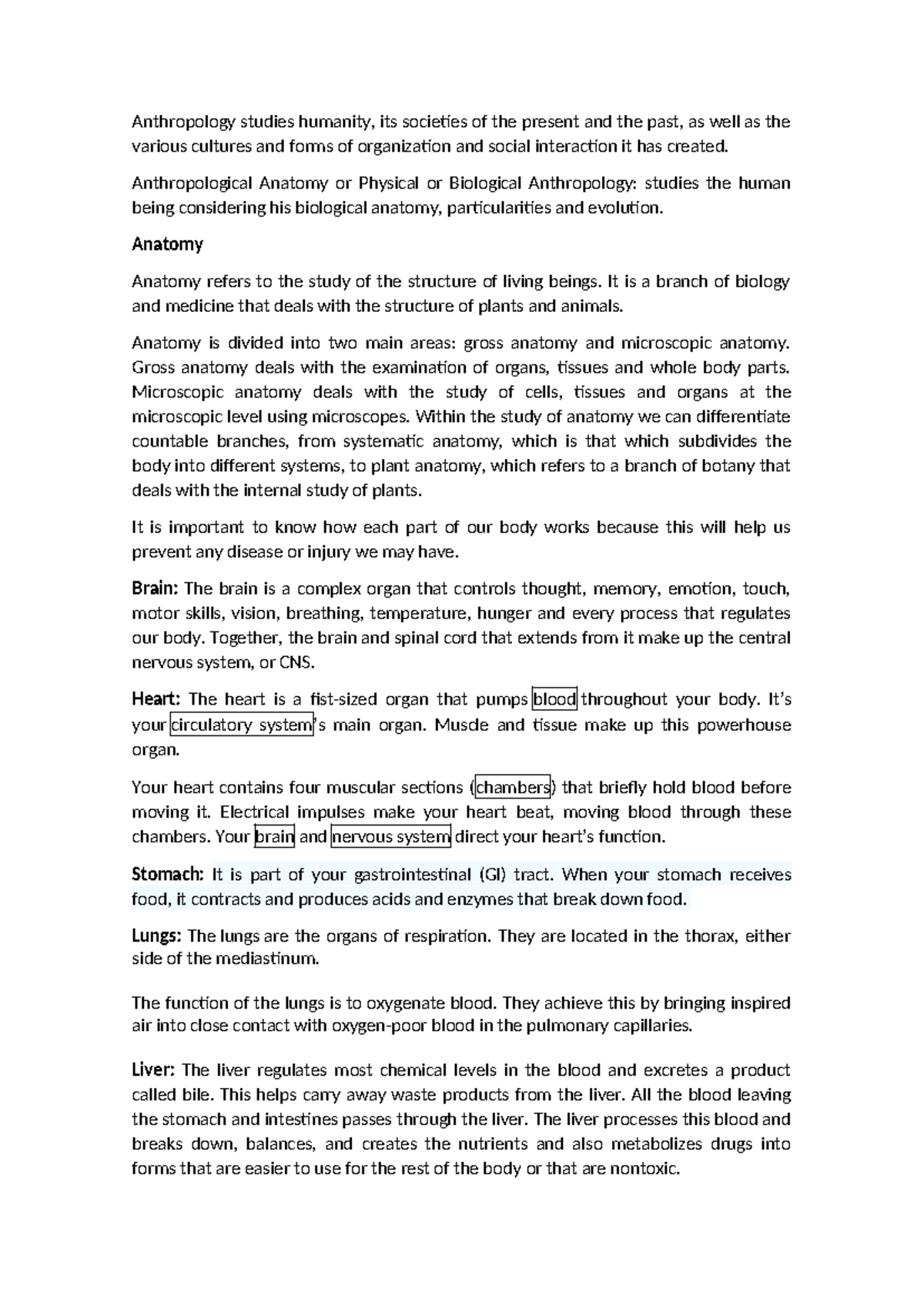 Anatomy Overview: Key Concepts in Biological Anthropology - Studocu