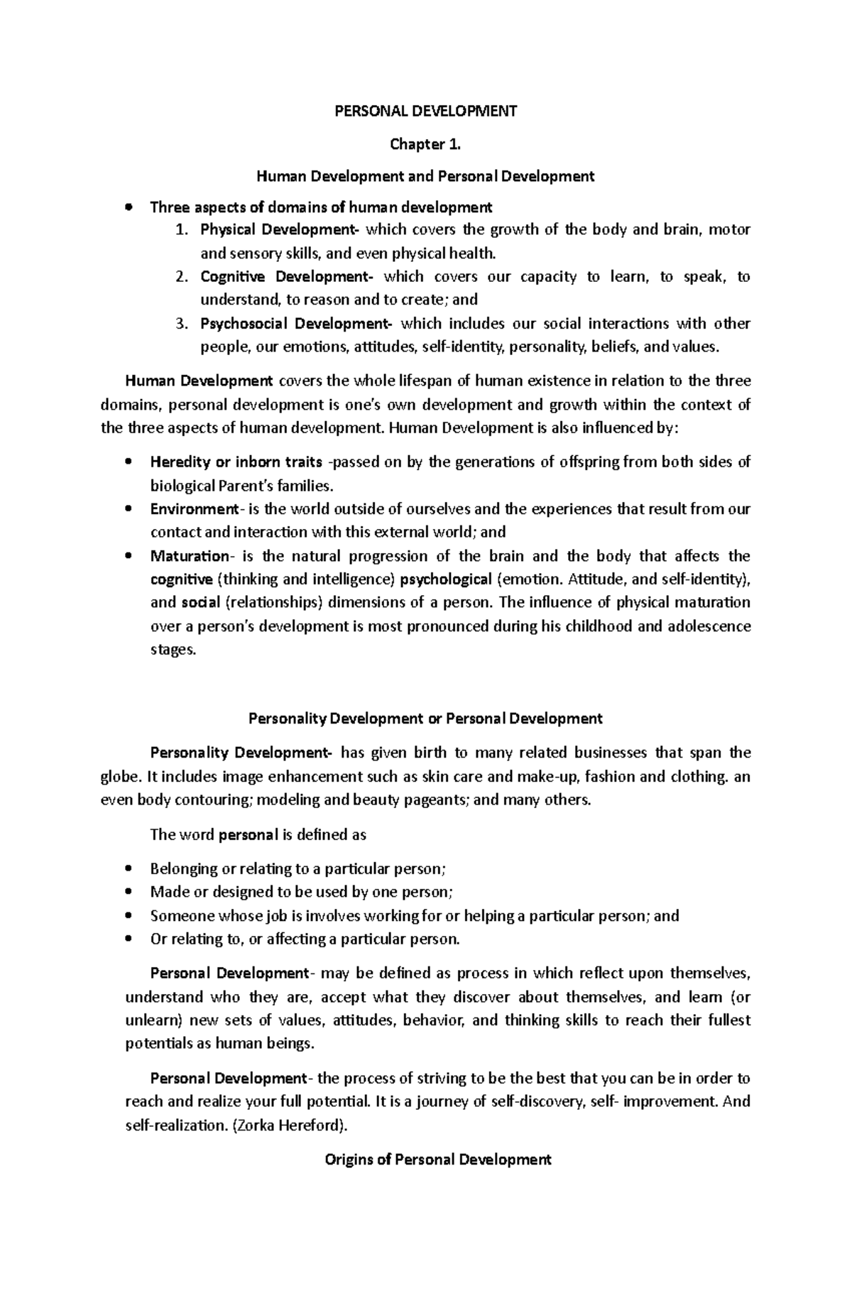 Personal- Development cheat sheet - PERSONAL DEVELOPMENT Chapter 1 ...