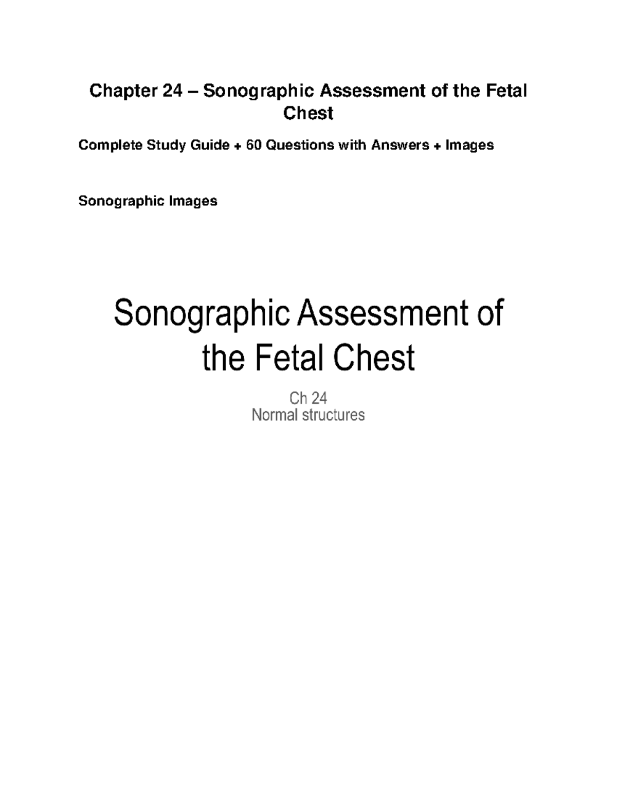 Ch24 Sonographic Assessment of Fetal Chest: Complete Study Guide - Studocu