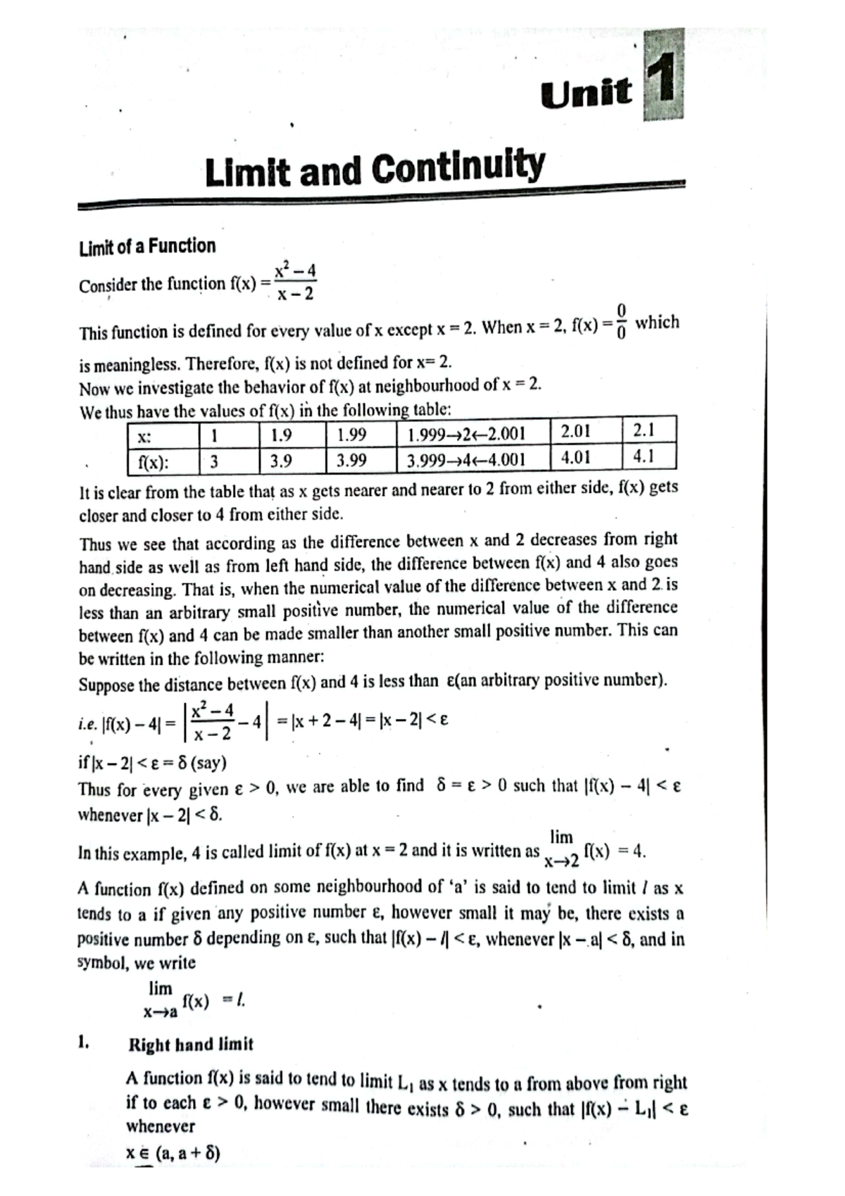 Math1 - Math solution - Unit 1 Limit and Continuity Limit of a Function ...