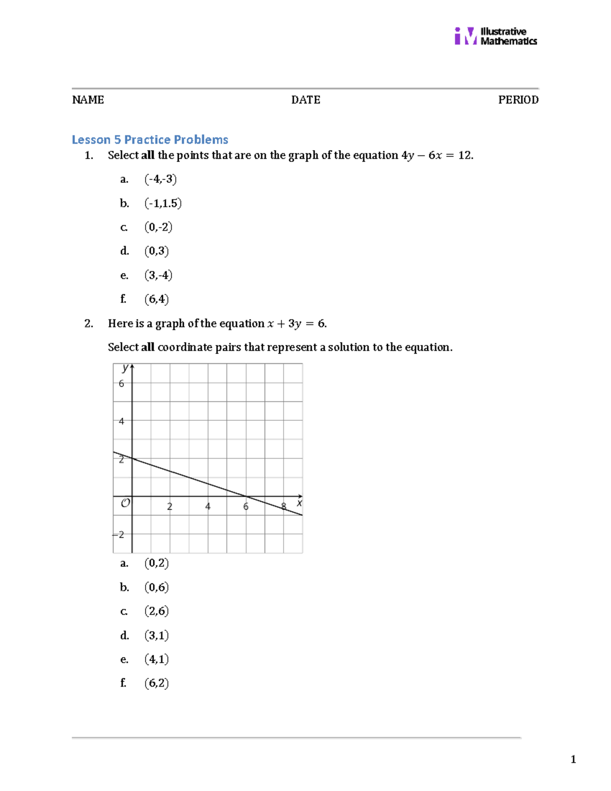 Unit 2 Lesson Practice Problems - Equations & Inequalities - Studocu
