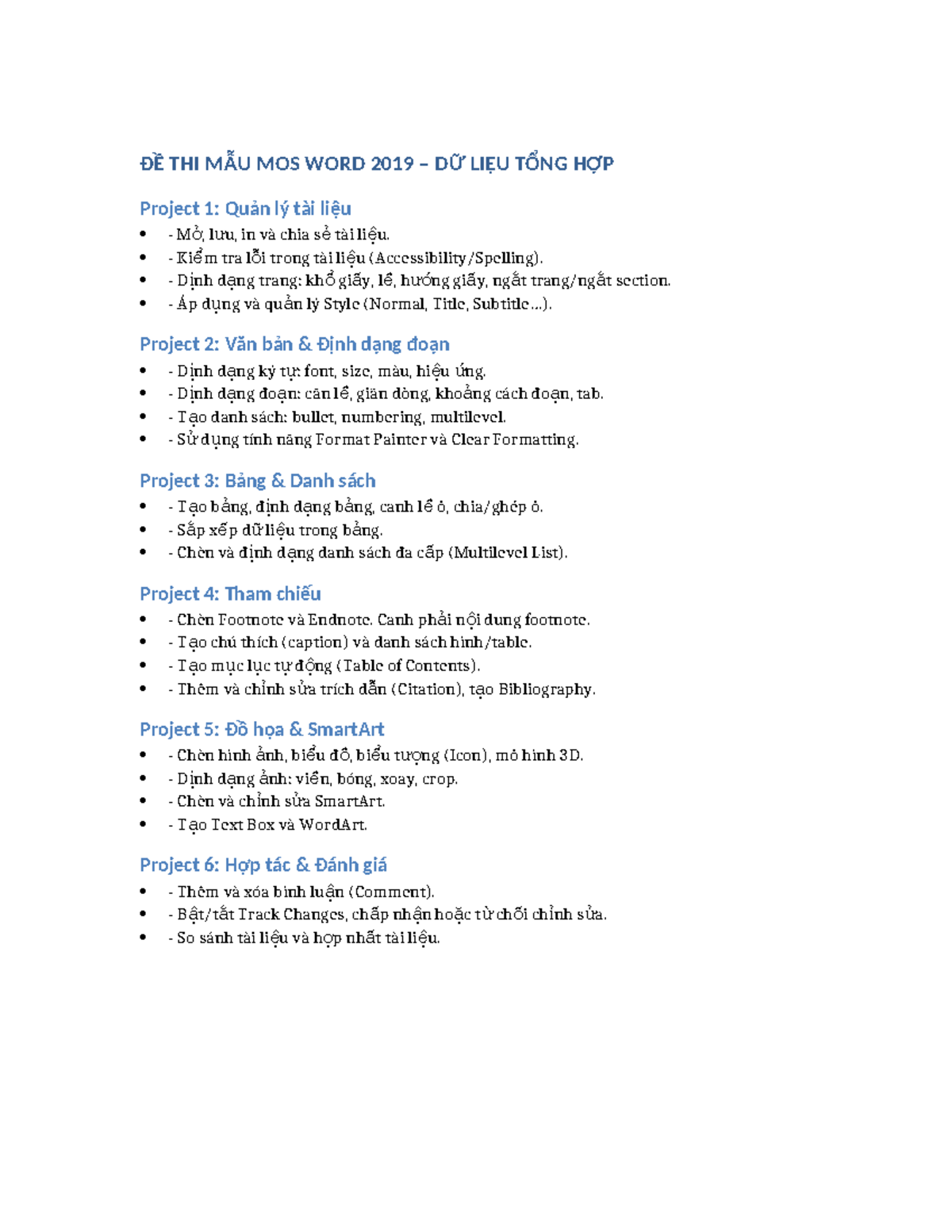 ĐỀ THI MẪU MOS WORD 2019 TỔNG HỢP VÀ HƯỚNG DẪN THỰC HIỆN - Studocu