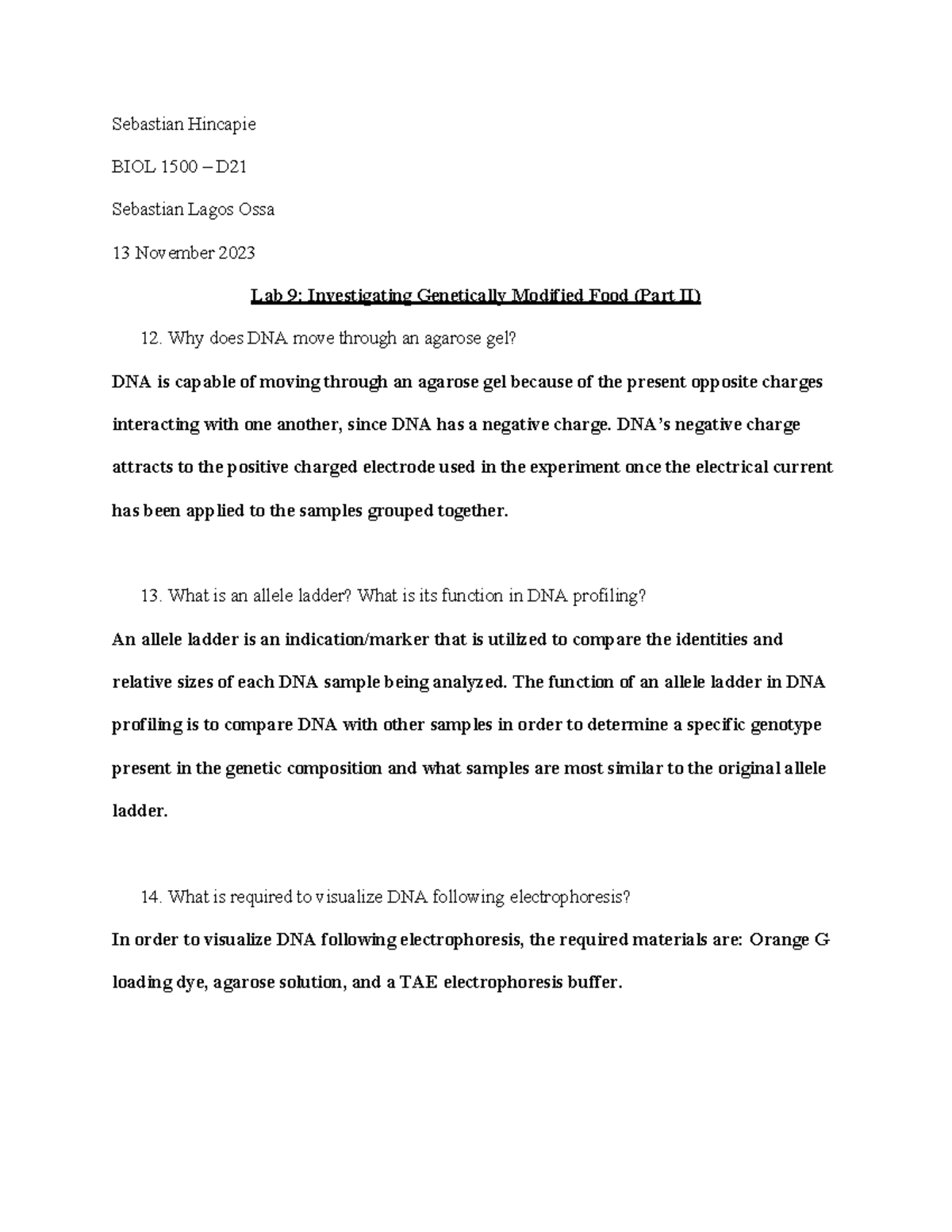 Lab 9: Exploring Genetically Modified Food (Part II) - BIOL 1500-D ...