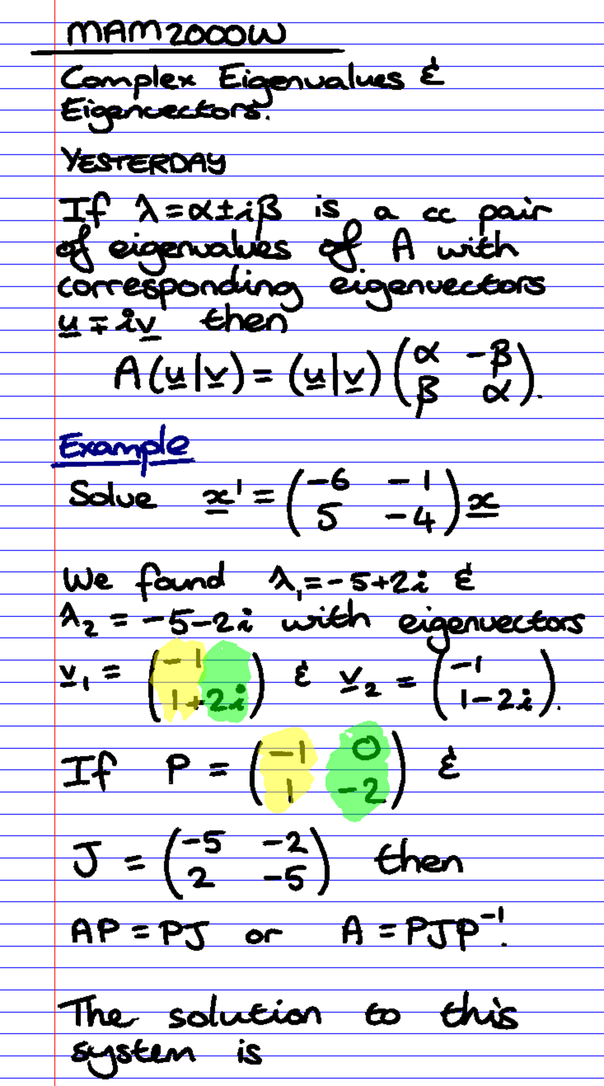 20 Complex Eigenvalues and Eigenvectors: A Detailed Study Guide - Studocu