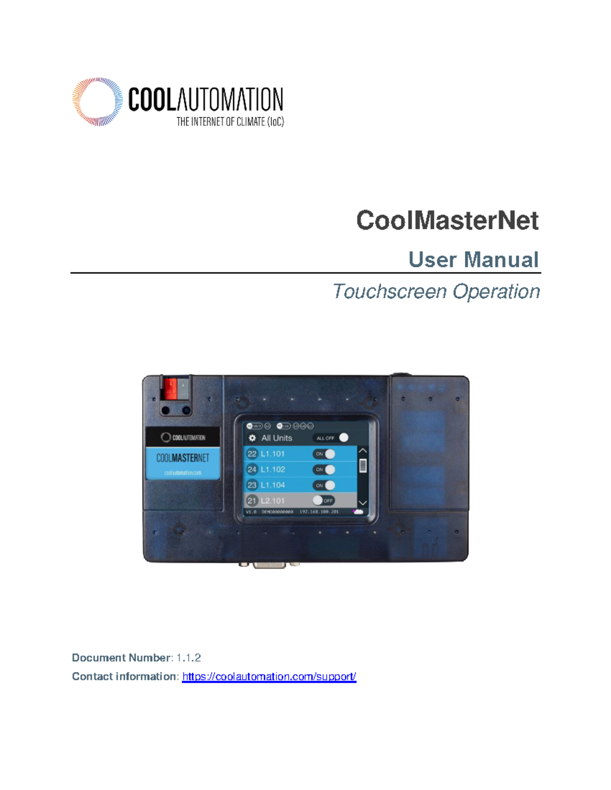 Cool Master Net UM v1 - CoolMasterNet User Manual Touchscreen Operation ...