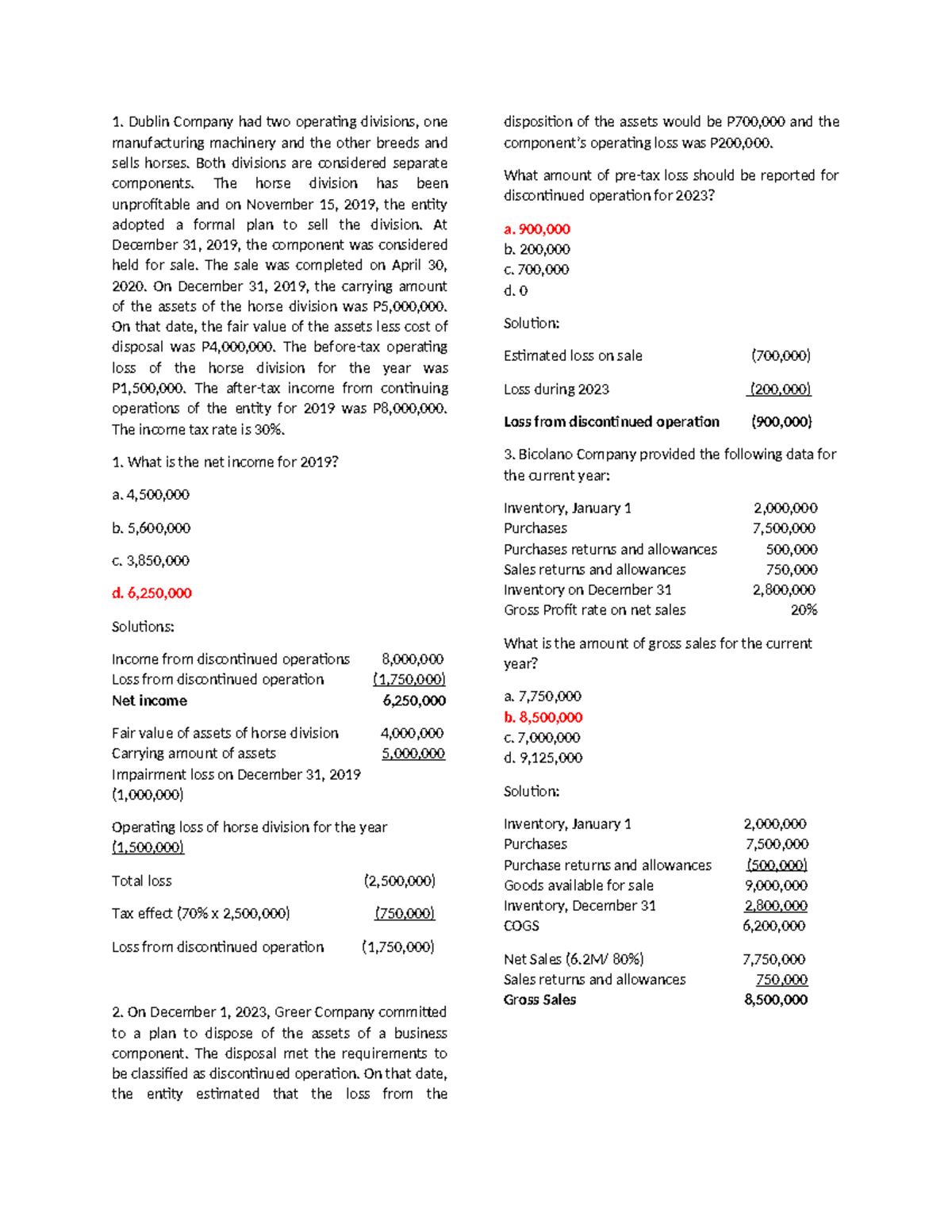IA - Financial Accounting Notes on Discontinued Operations and ...