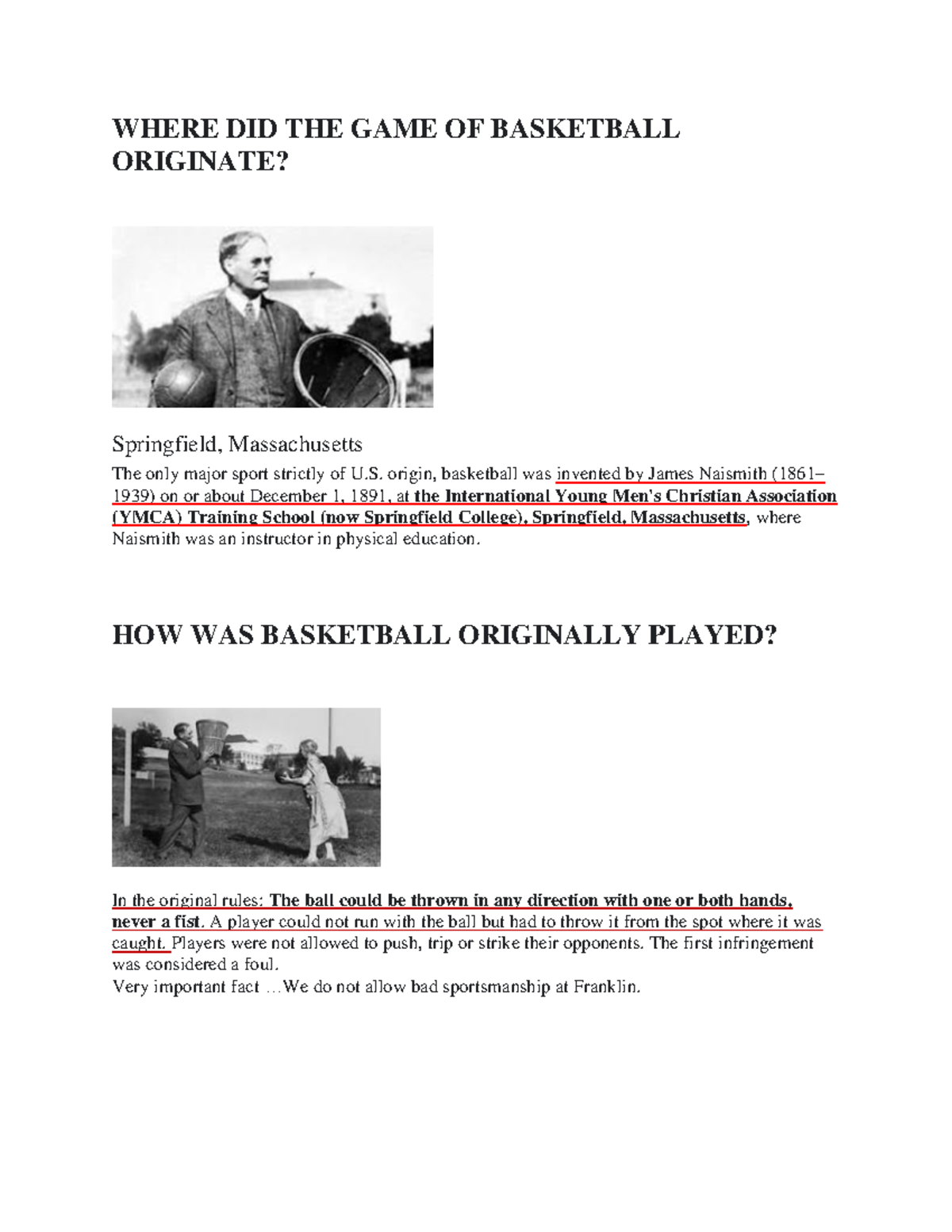 The Origins and Early Rules of Basketball: A Historical Overview - Studocu