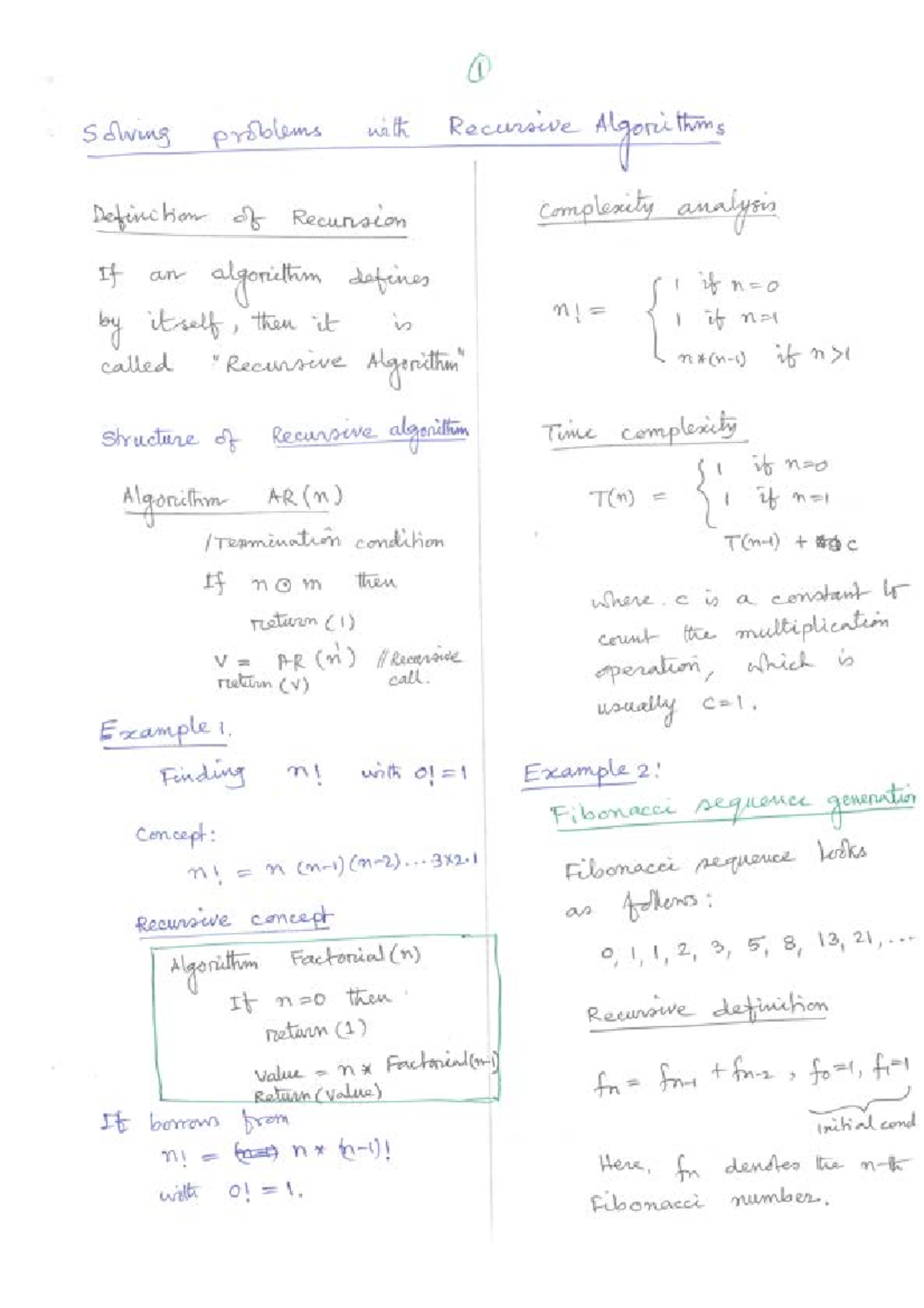 Recursion and Recurrence Relations: Concepts and Algorithms (CS101) - Studocu