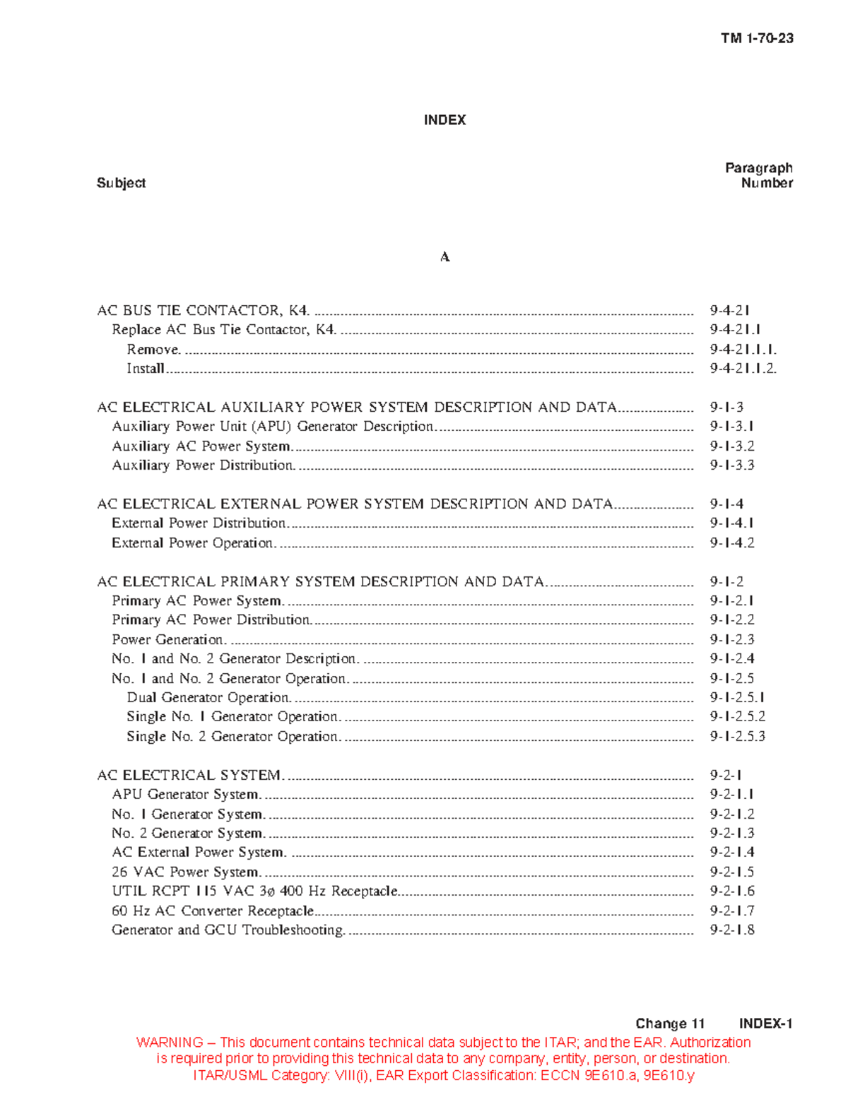TM INDEX: AC Electrical Systems and APU Maintenance Procedures - Studocu