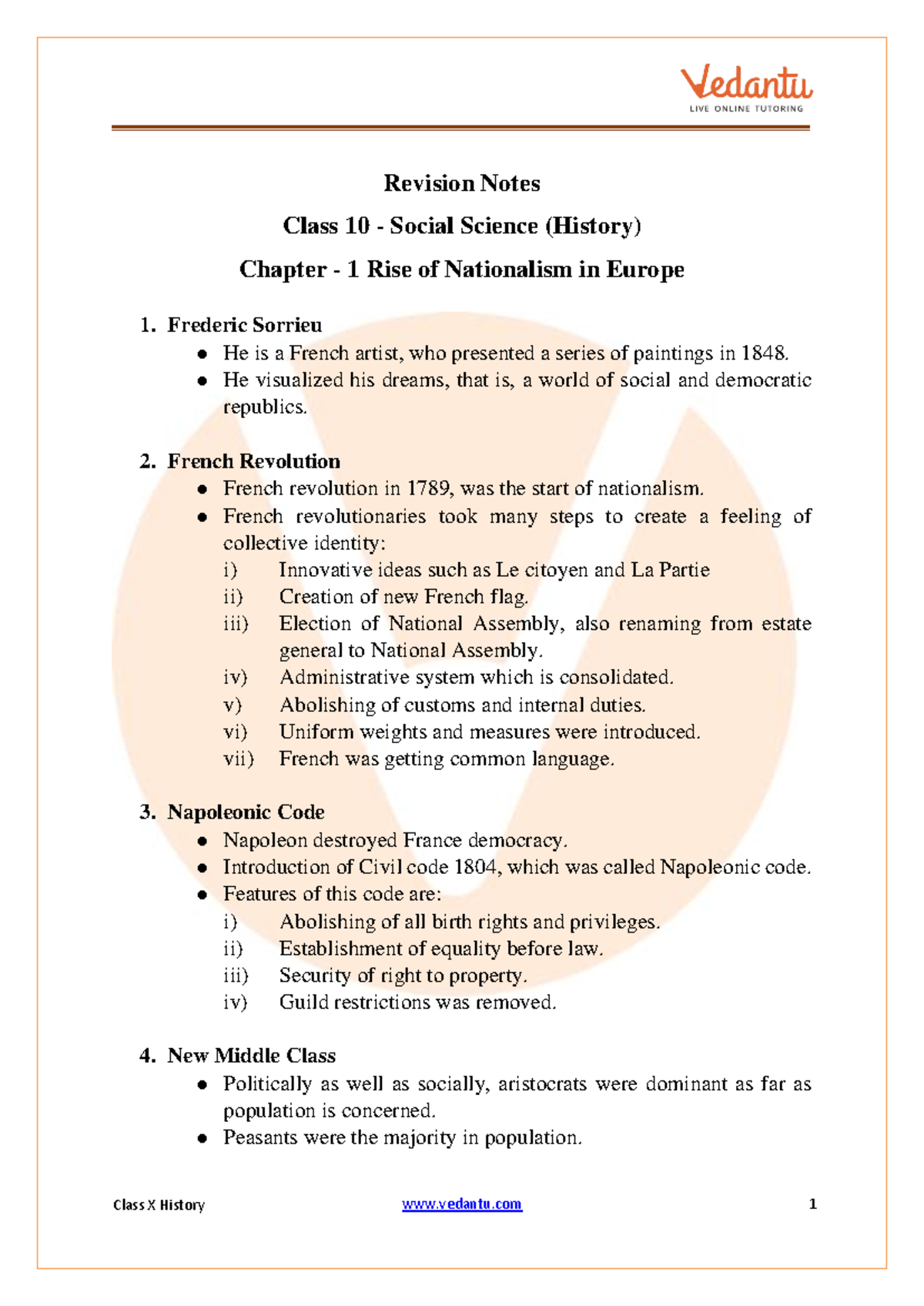 Class 10 History Revision Notes: Rise of Nationalism in Europe - Studocu
