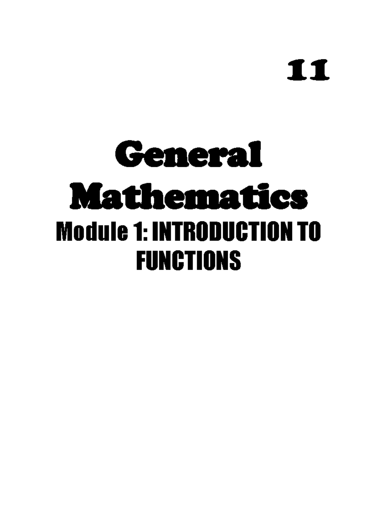 11 General Mathematics Module 1: Functions and Their Representations ...