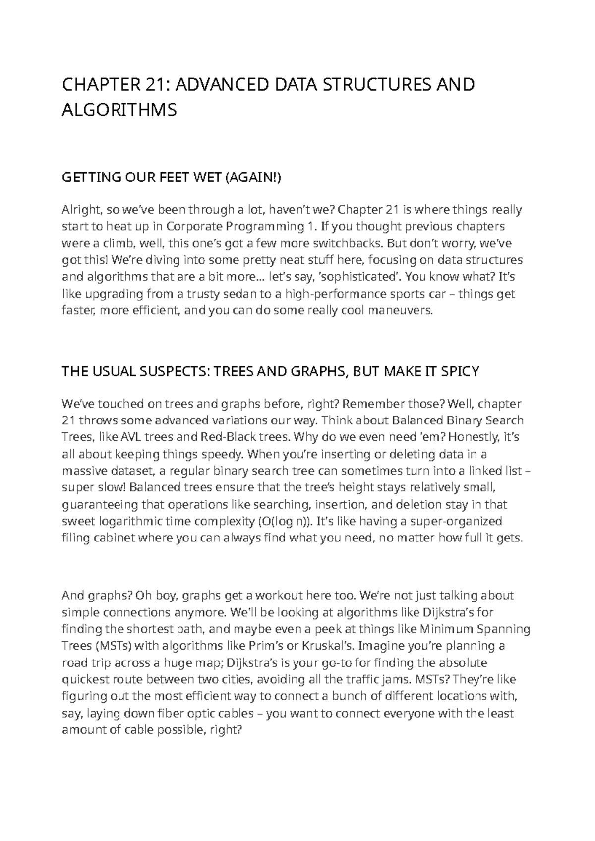 Corporate Programming 1: Chapter 21 - Advanced Data Structures & Algorithms - Studocu