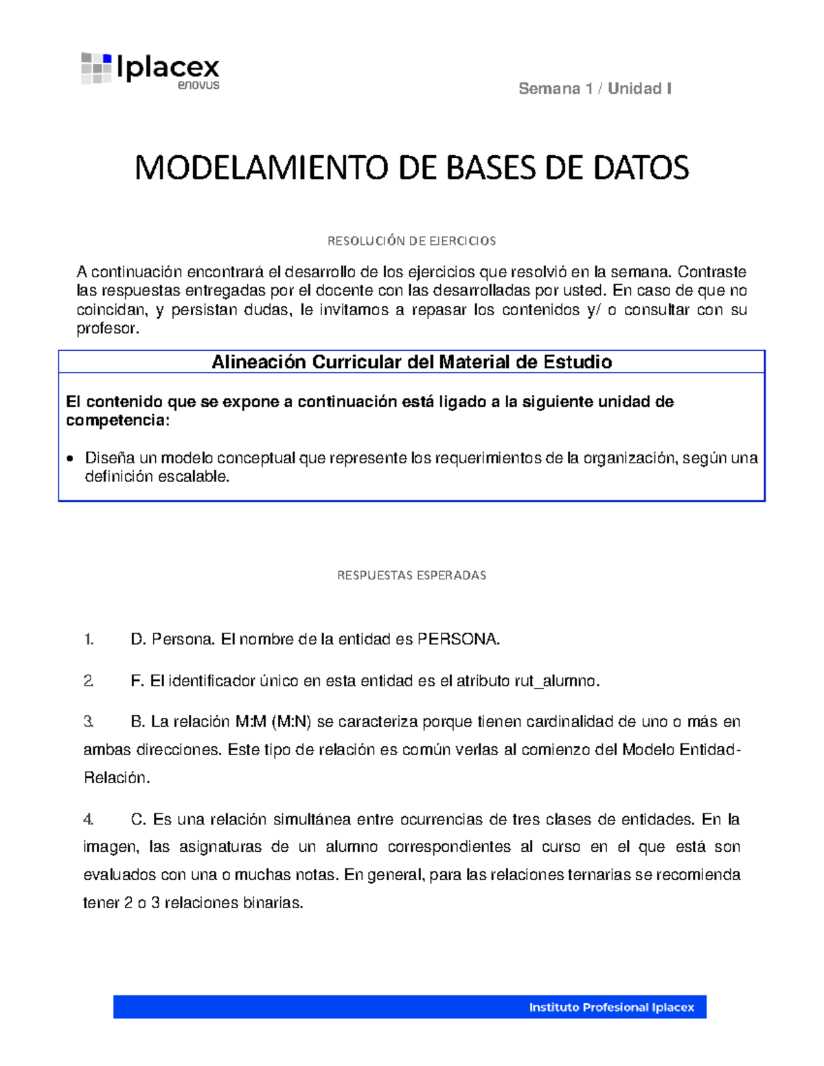 R 1 - Ejercicios de Modelamiento de Bases de Datos Semana 1 - Studocu